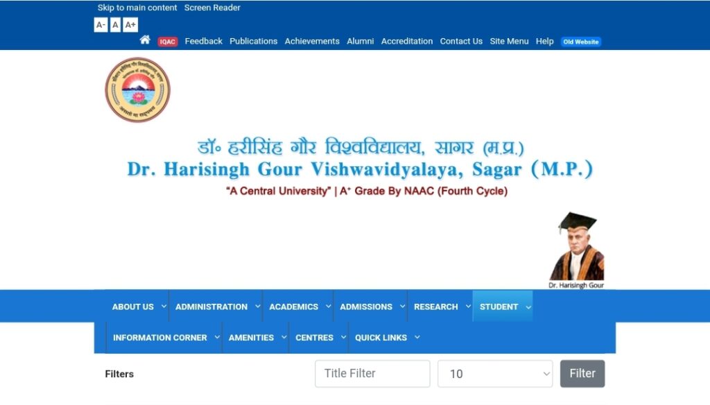 Dr. Harisingh Gour University Time Table || Dr Hari Singh Gaur University, Sagar exam Date Sheet ...
